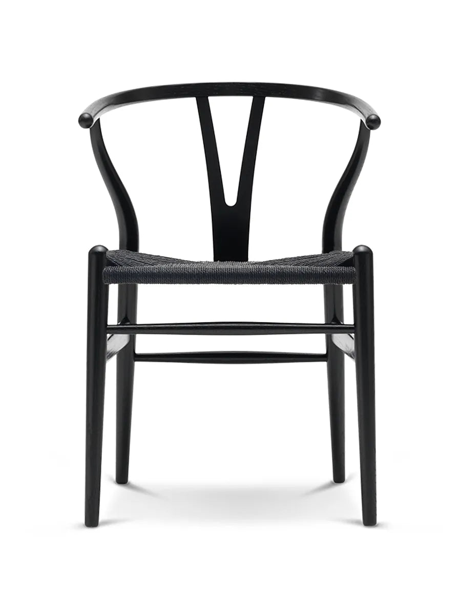 Hans J. Wegner Y-stol i sortmalet ask med sort flet | køb CH24 fra Carl ...